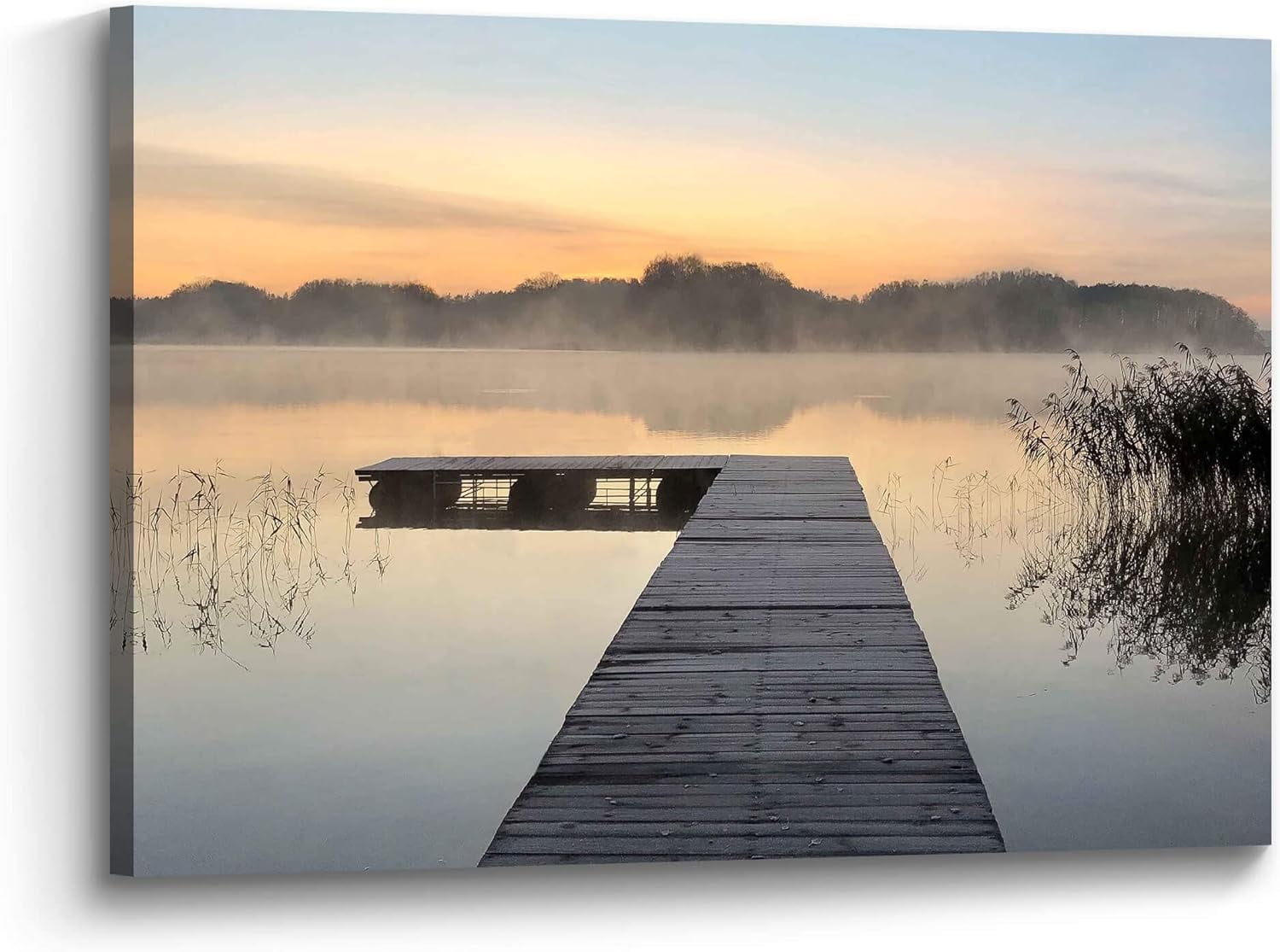 AEFER Nature Landscape Canvas Wall Art: Modern Bedroom Sunrise Lake ...