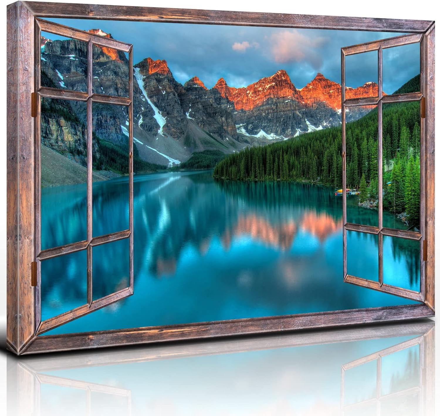 AEFER Nature Landscape Canvas Wall Art Window Frame View of Canadian ...