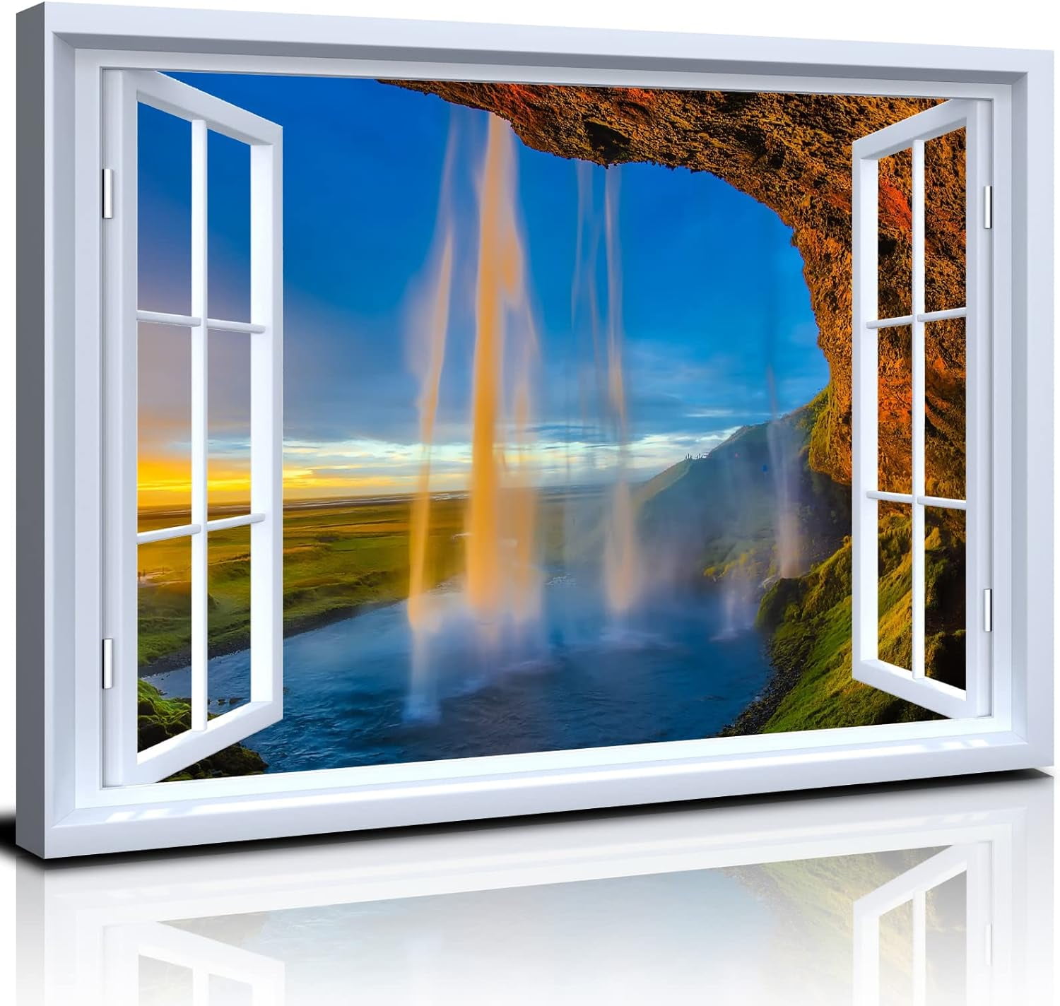 AEFER Nature Waterfall Wall Art Sunset Nature Wilderness Canvas Prints ...