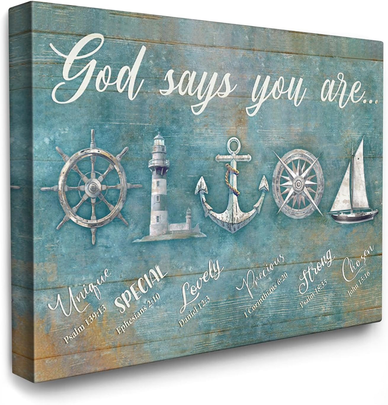 AEFER Nautical Lighthouse Anchor Sailboat Wall Art Christian Painting ...