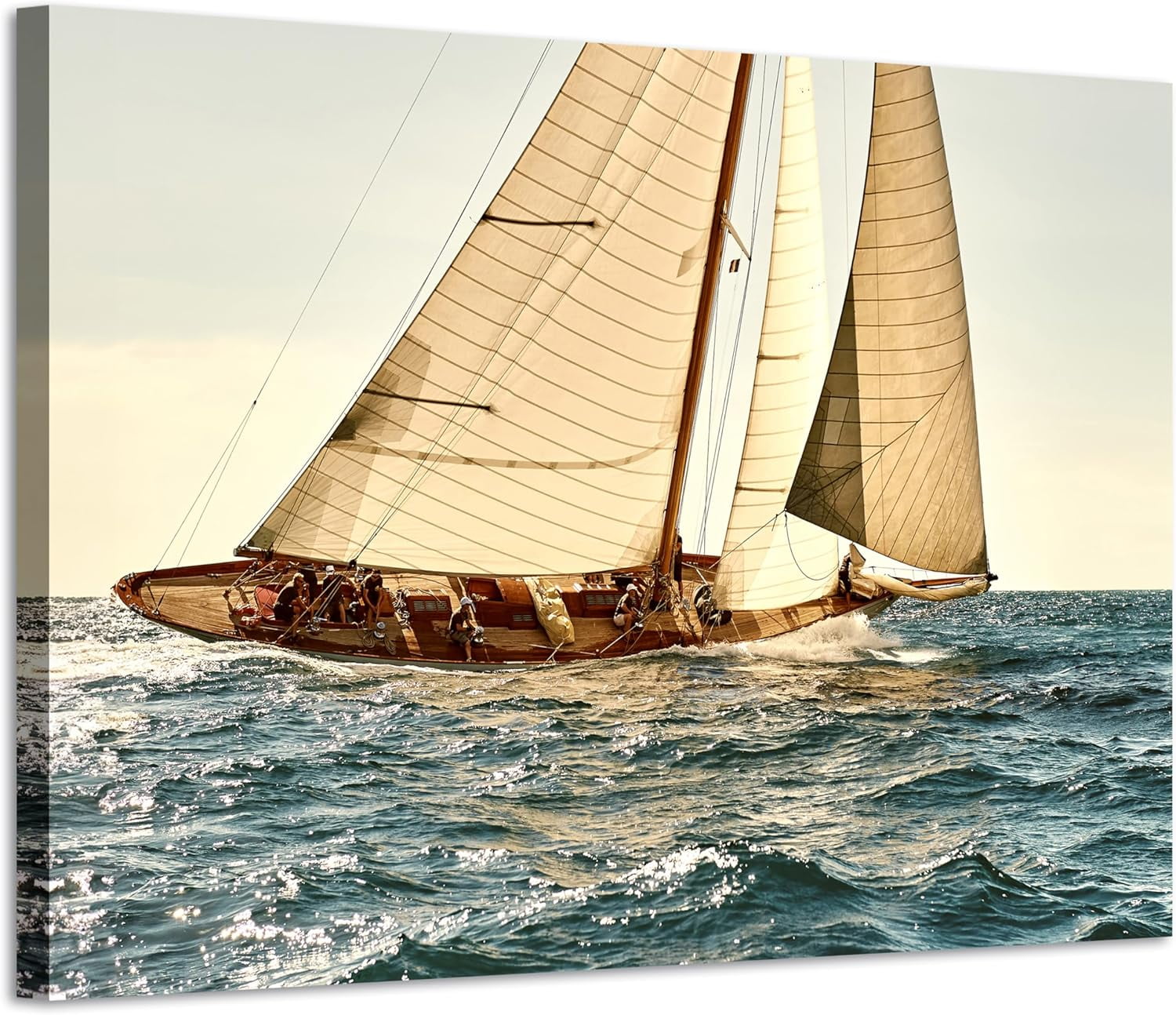 AEFER Nautical Sailboat Canvas Wall Art - Coastal Ocean Artwork ...