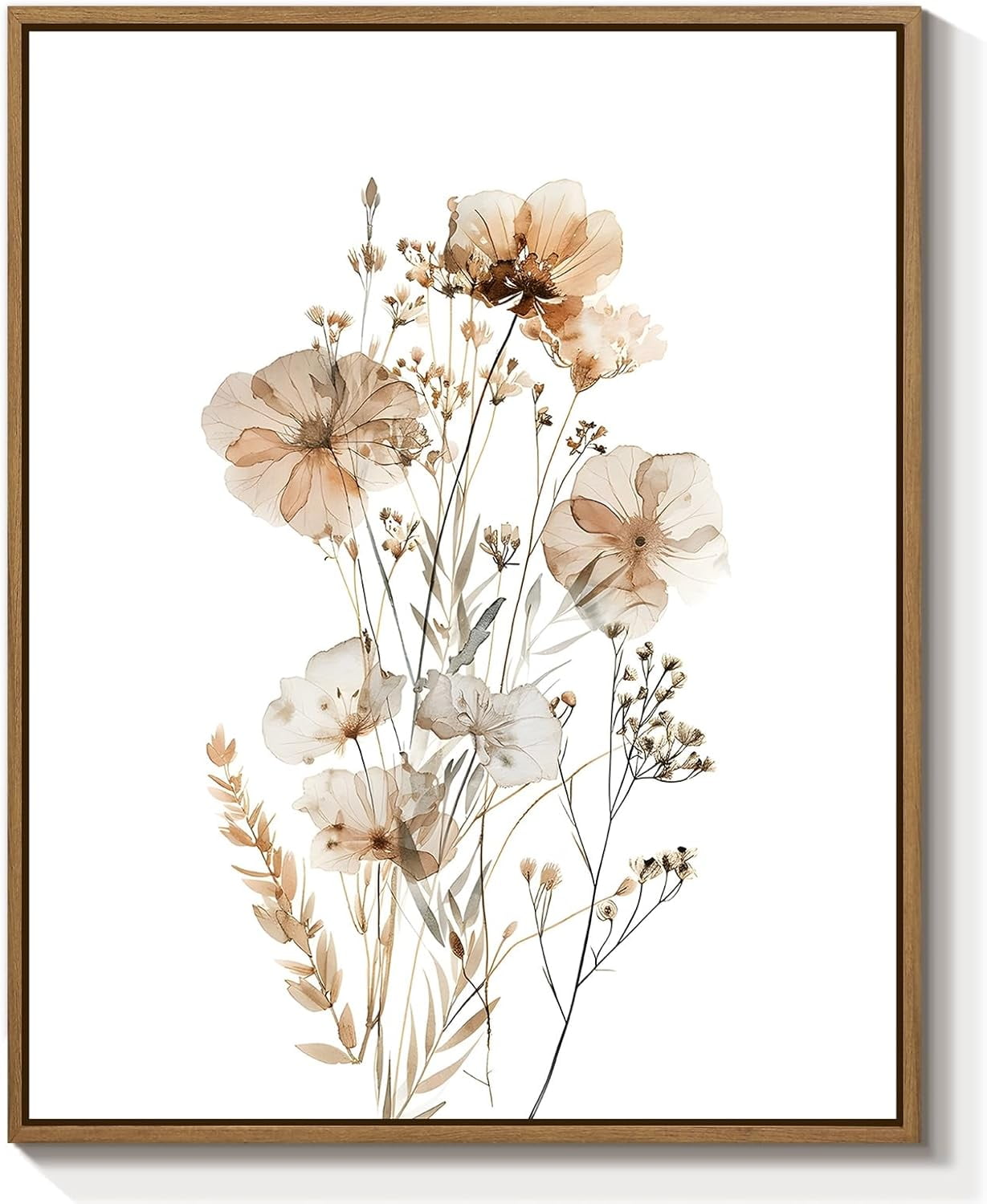 AEFER Neutral Watercolor Botanical Wall Art Vintage Floral Canvas Art ...