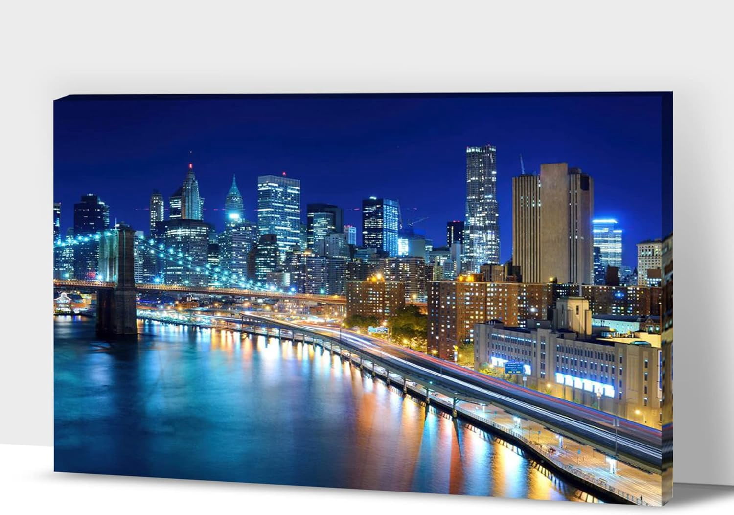 AEFER New York Night View Wall Art, New York City Skyline Canvas Wall ...