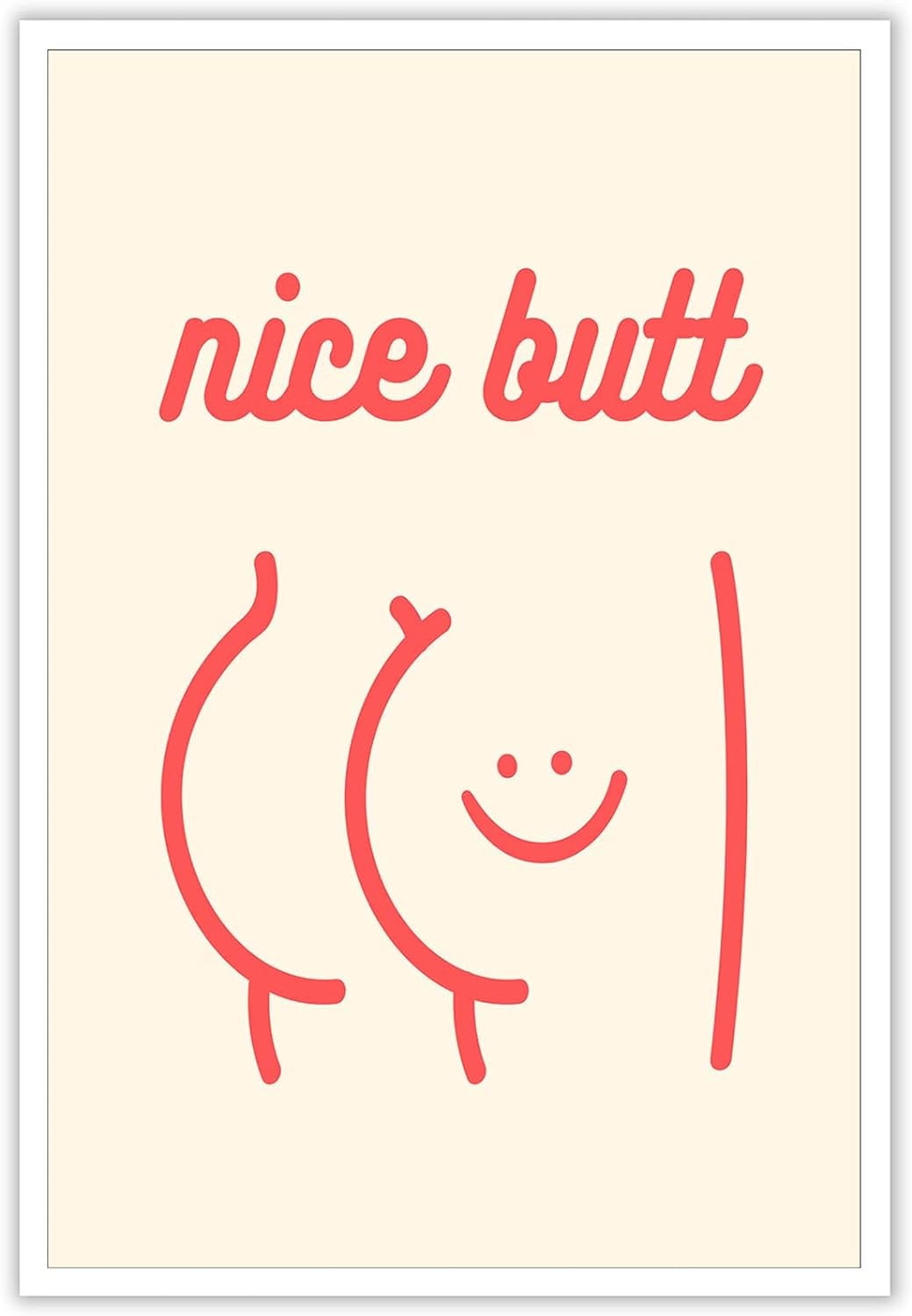 AEFER Nice Butt Canvas Wall Art Funny Toilet Retro Bathroom Smiley Face ...