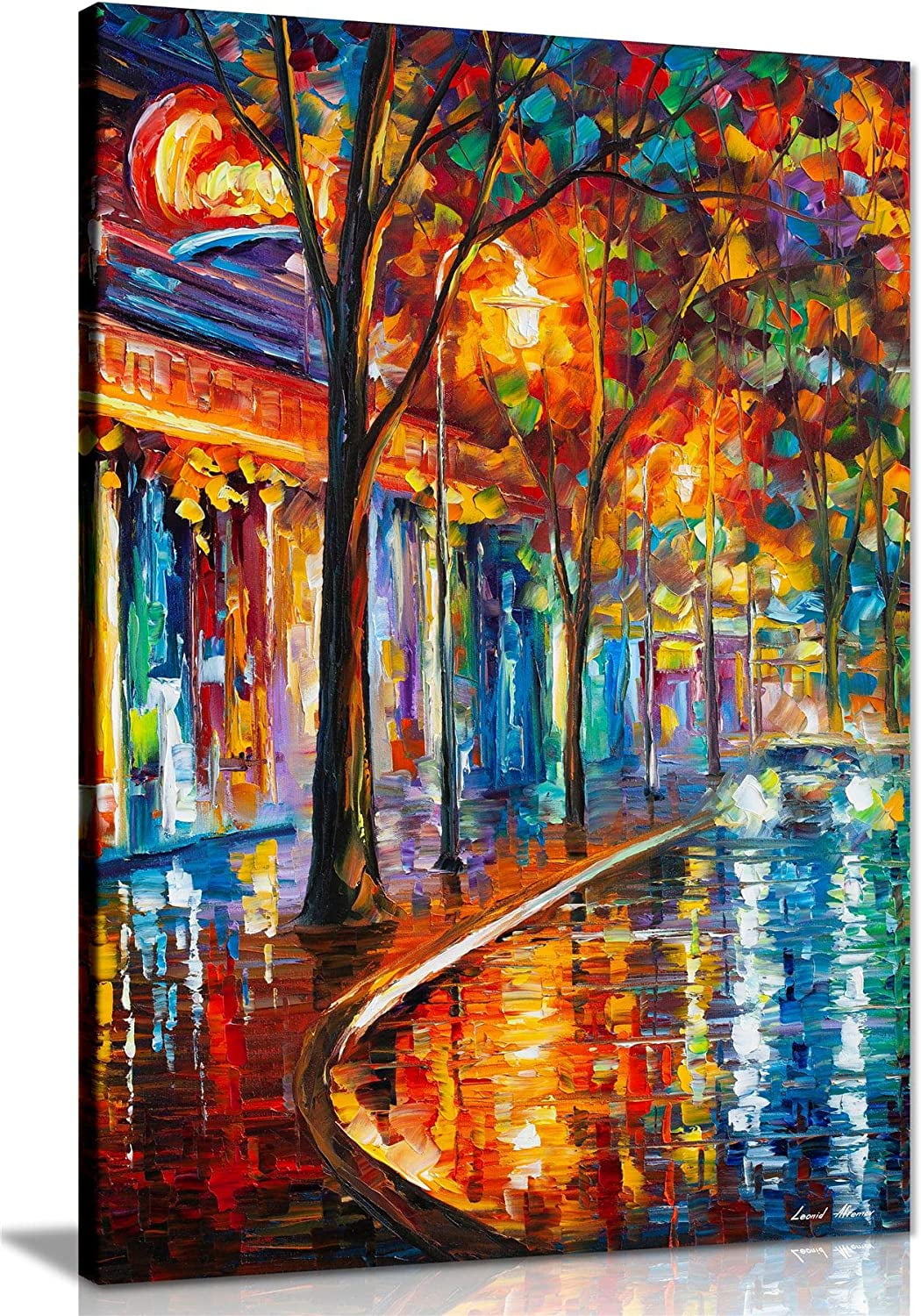 AEFER Night Old Cafe by Leonid Afremov Canvas Wall Art Picture Print ...