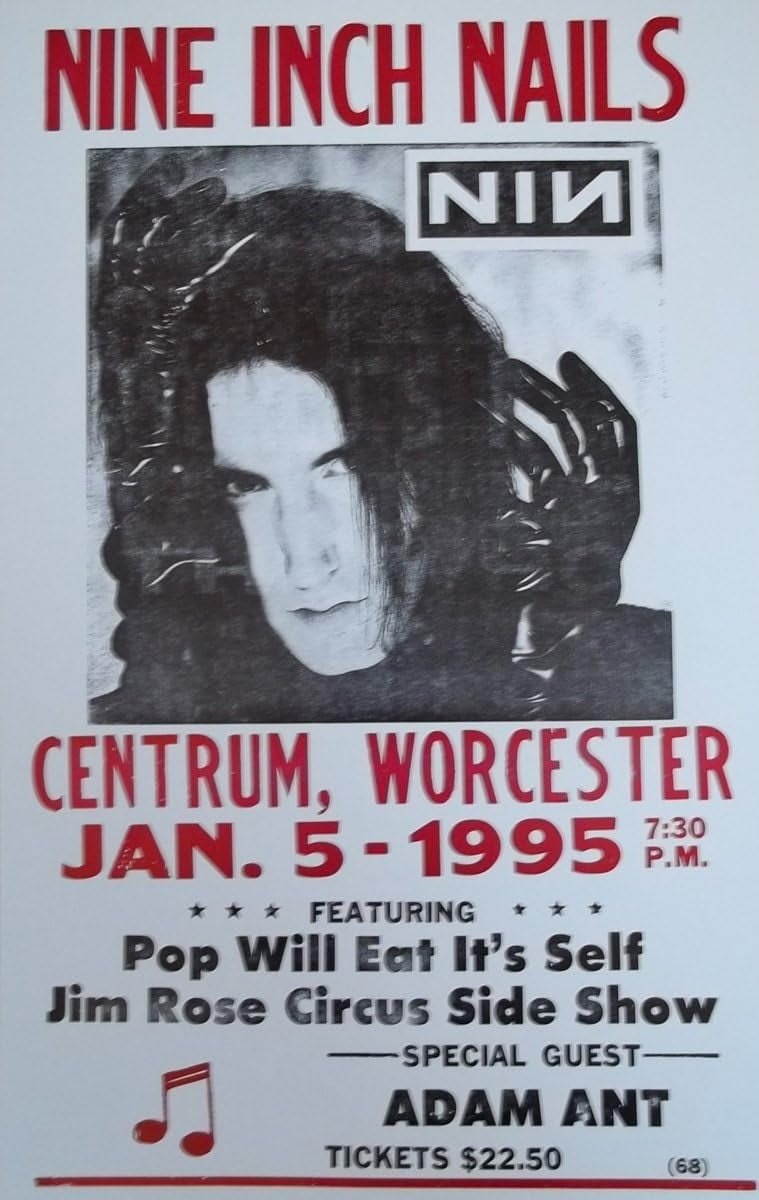 AEFER Nine Inch Nails w/Adam Ant Playing in Worcester Poster Unframe ...