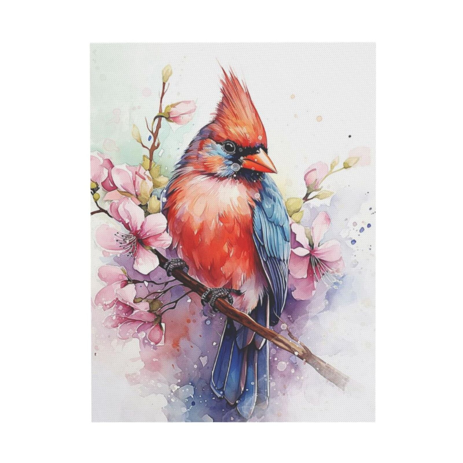 AEFER Northern Cardinal Canvas Wall Art Watercolor Cardinal Print ...