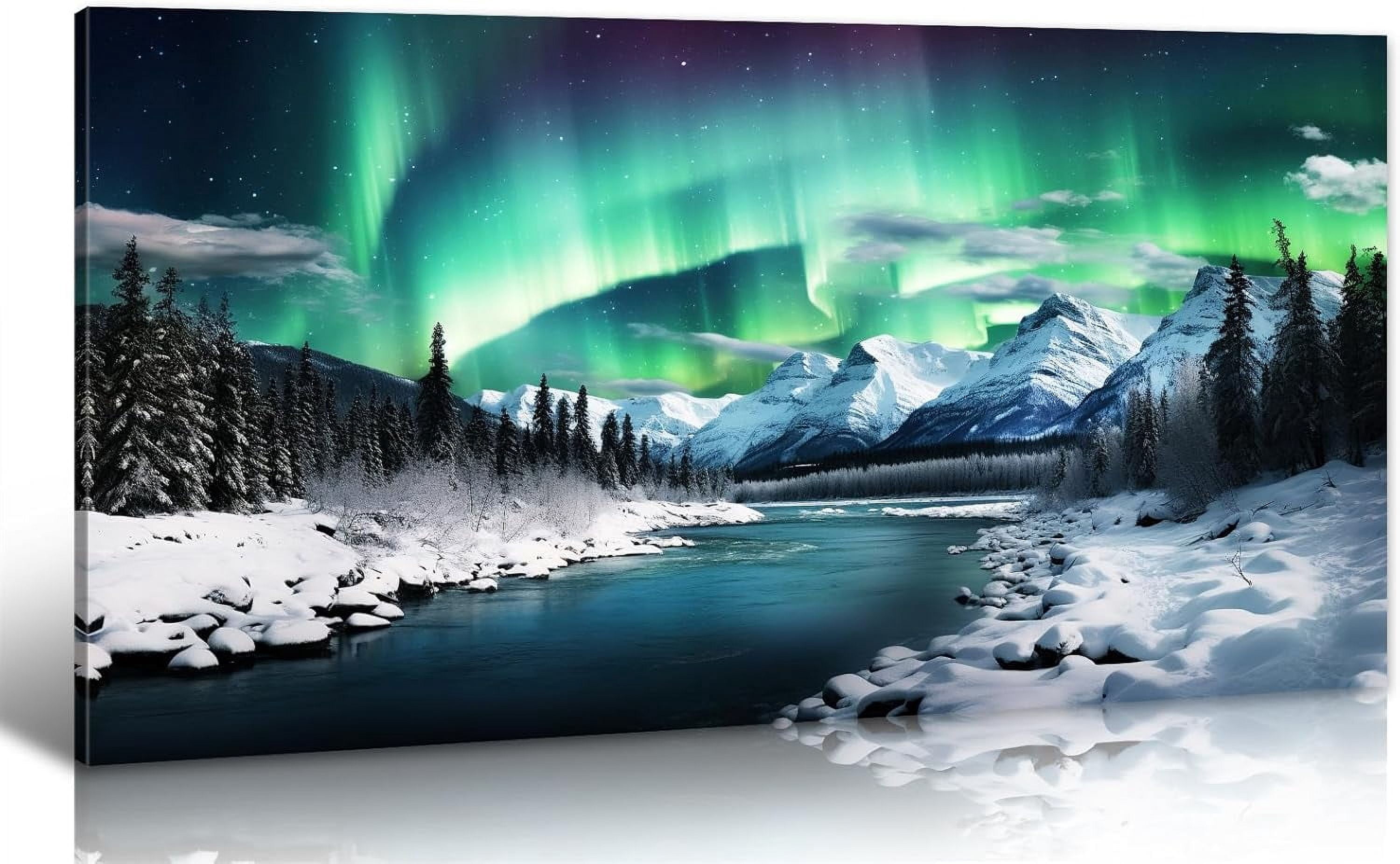 AEFER Northern Lights Wall Art - Canvas Prints, Aurora Borealis Scenery ...