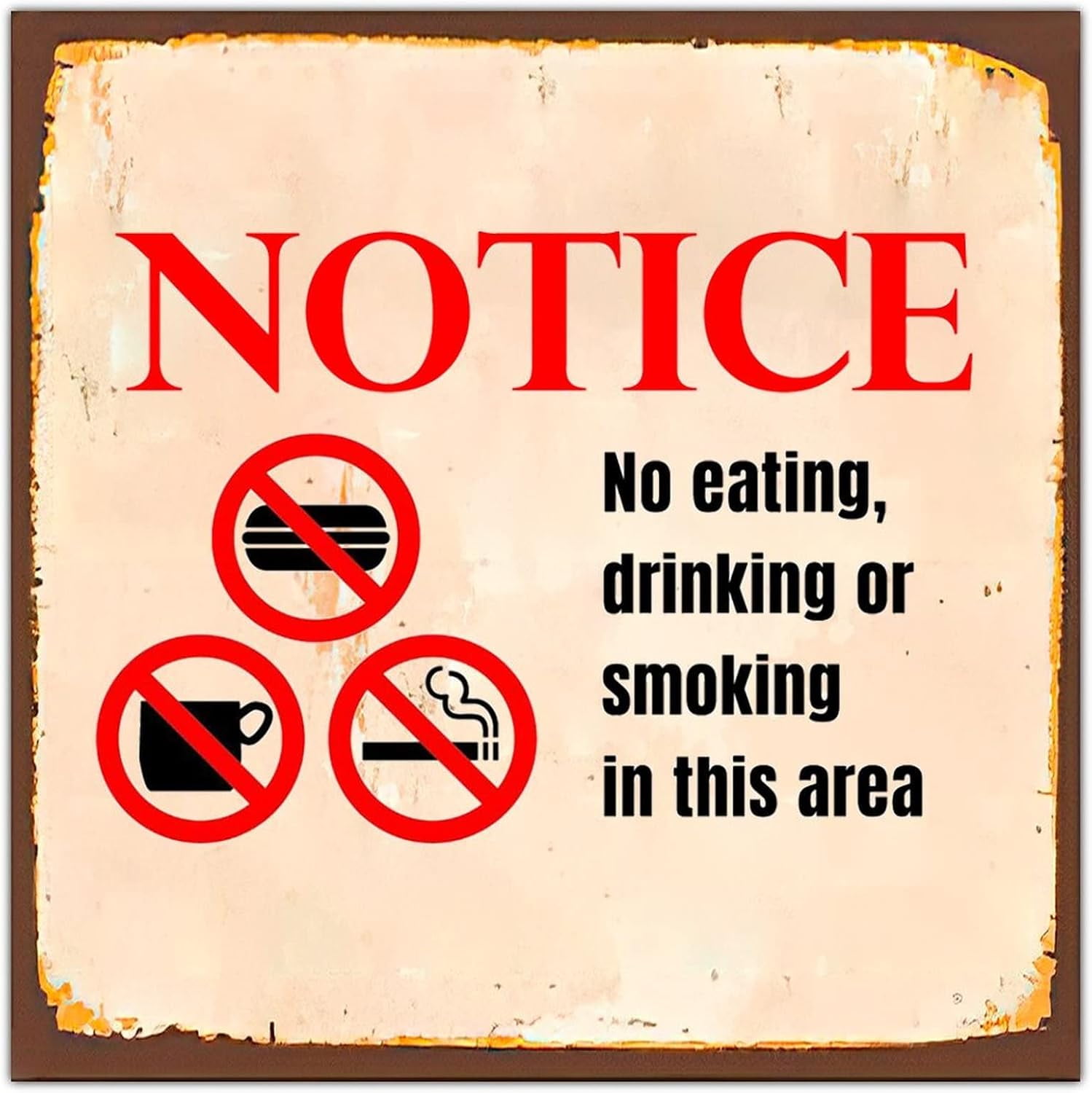 AEFER Notice No Eating, Drinking or Smoking In This Area Vintage ...