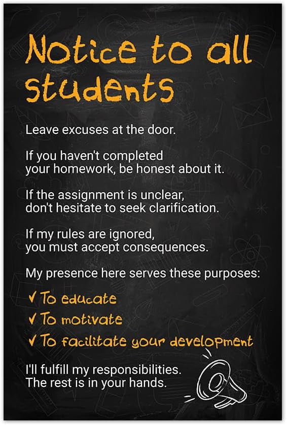 AEFER Notice to All Students Poster, Classroom Rules Poster ...