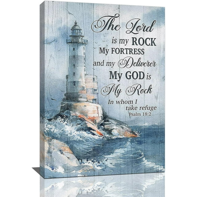 AEFER Ocean Lighthouse Wall Art Christian Psalm Bible Quotes Wall Decor ...