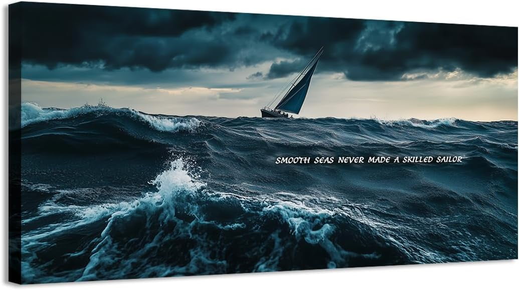 AEFER Ocean Motivational Canvas Wall Art, Inspirational Sea Famous ...