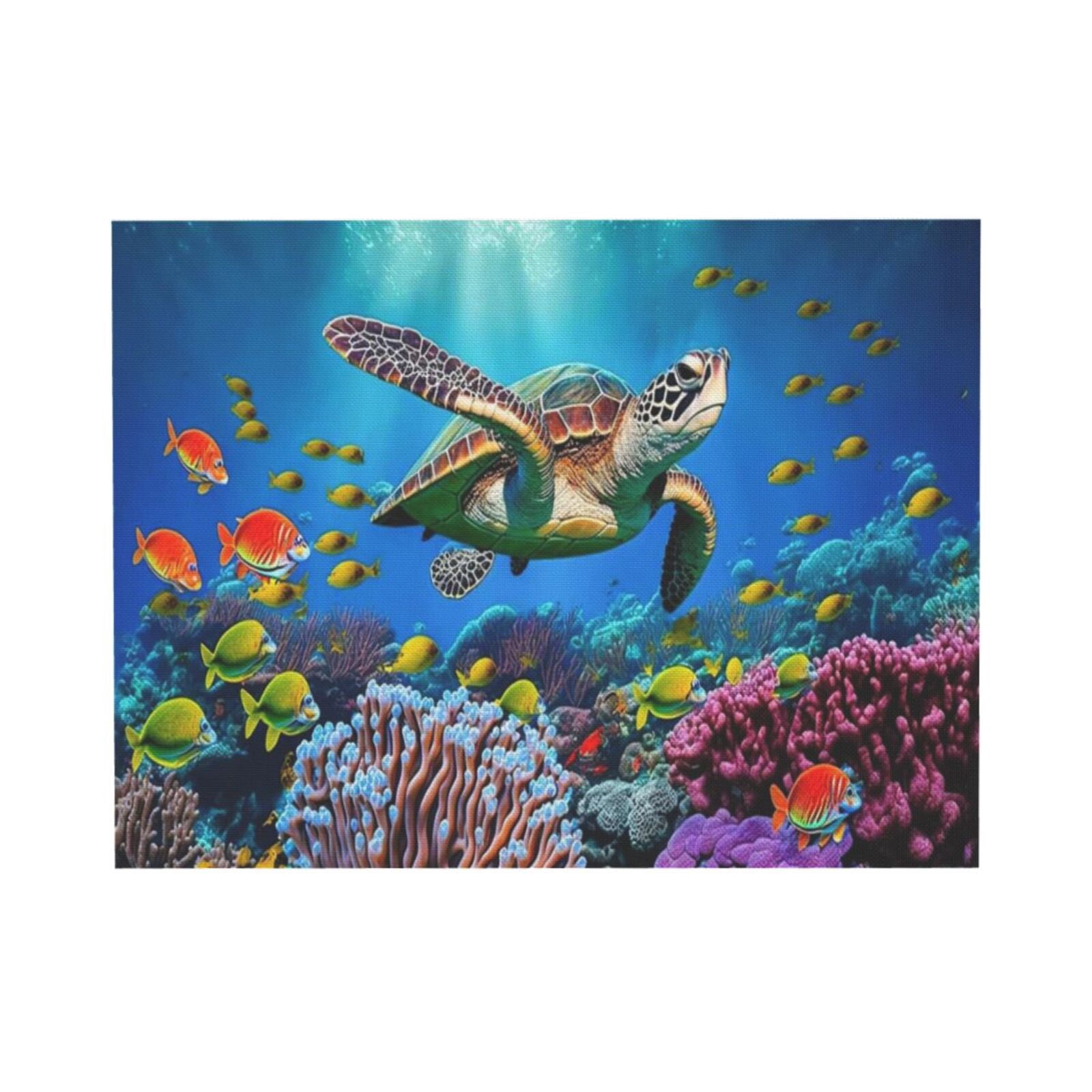 AEFER Ocean Sea Wall Art Sea Turtle Coral Fish Pictures Wall Decor ...