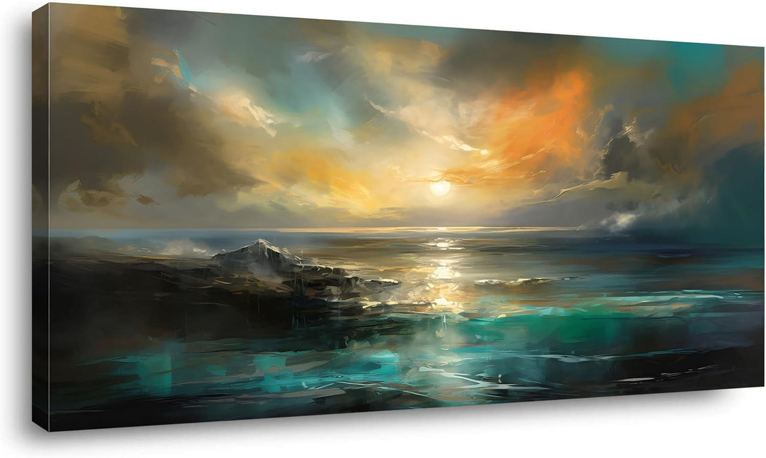 AEFER Ocean Sunset Landscape Canvas Wall Art for Living Room Bedroom ...