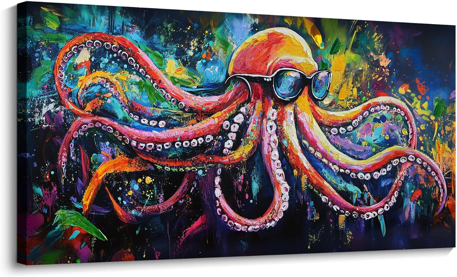 AEFER Octopus Canvas Wall Art, Abstract Marine Life Modern Graffiti ...