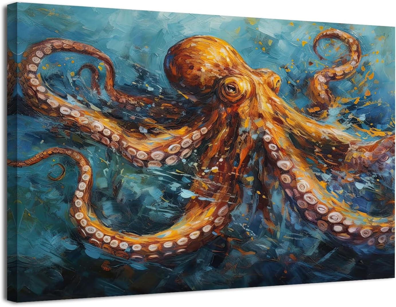 AEFER Octopus Wall Art Nautical Beach Wall Decor Ocean Animal Painting ...