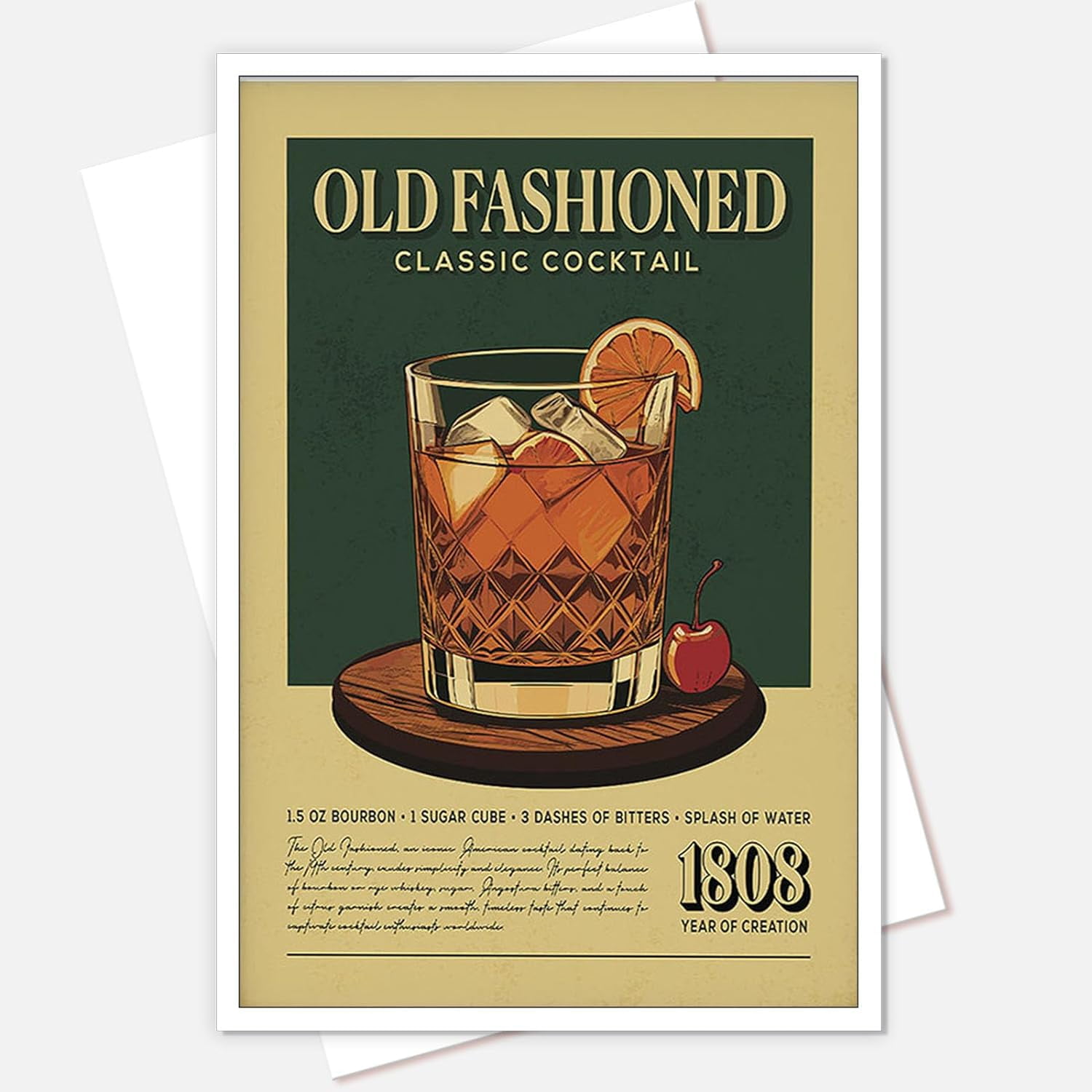 AVOI Old Fashioned Cocktail Canvas Wall Art Classic Cocktail Posters ...