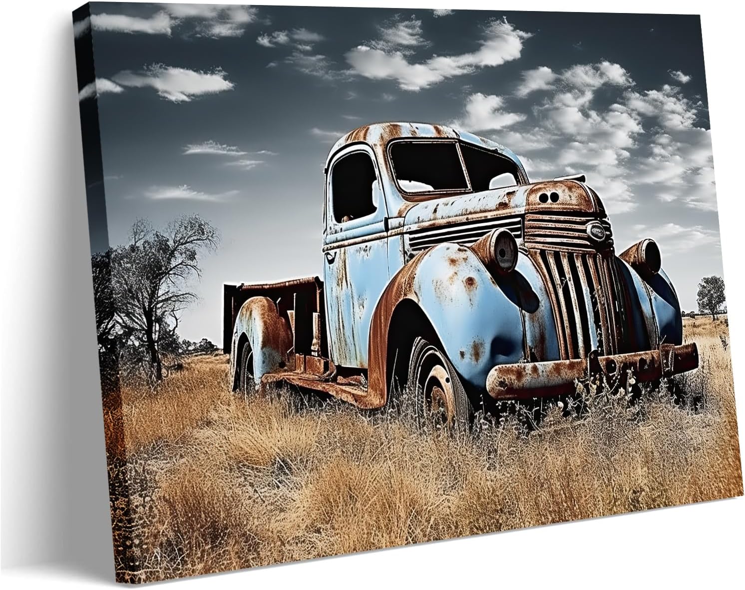 AEFER Old Truck Wall Art Country Style Truck Wildlife Picture Painting ...