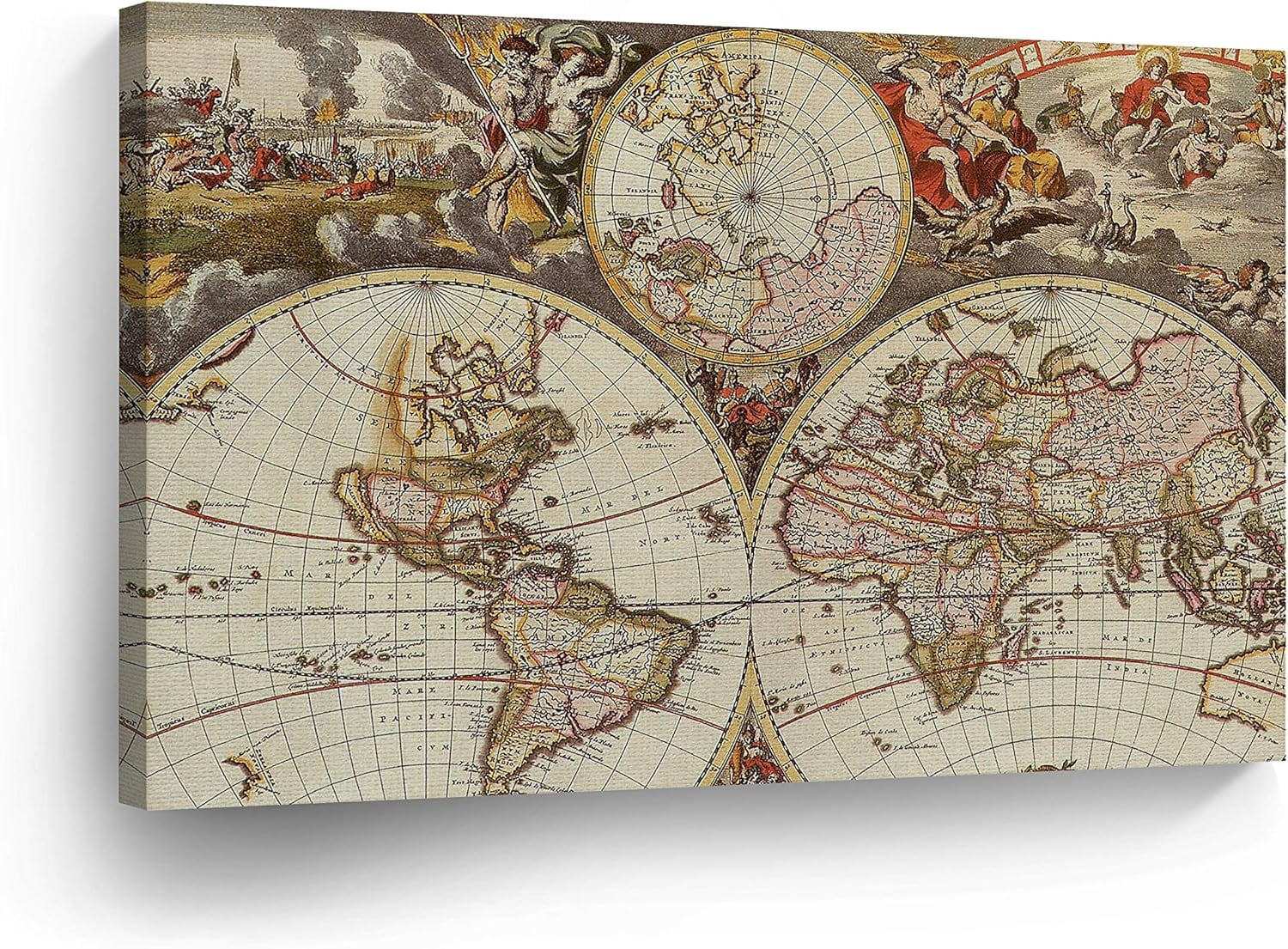 AEFER Old World Map Vintage Testament Canvas Print Decorative Art ...