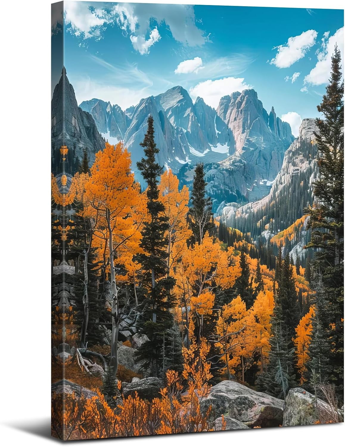 AEFER Orange Birch Tree Bathroom Wall Art Rustic Forest Scenic Canvas ...