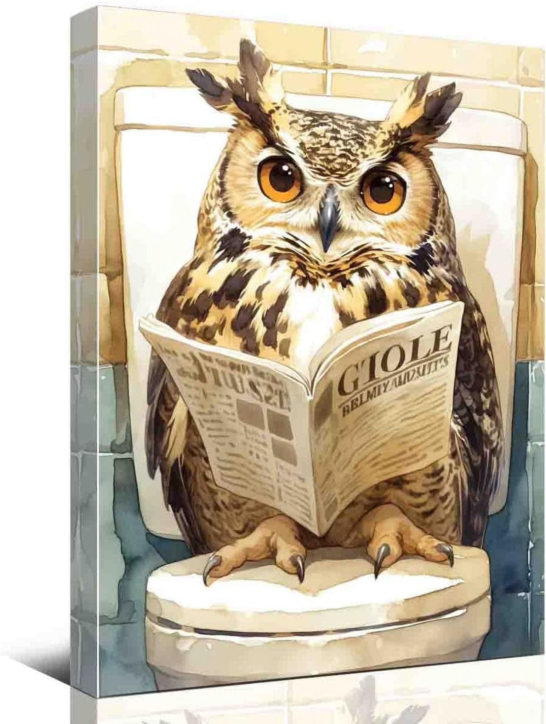 AEFER Original-Owl Print,Bathroom art,Funny Bathroom Decor,Owl in ...