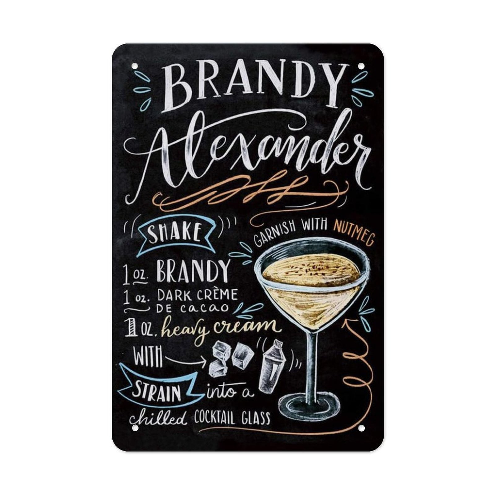 AEFER Original Vintage Design Brandy Cocktail Recipe Tin Metal Signs ...