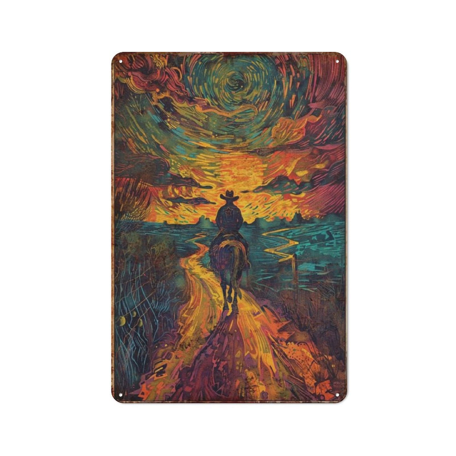 AEFER Original Vintage Design Wall Art Print Poster,The Lone Cowboy ...