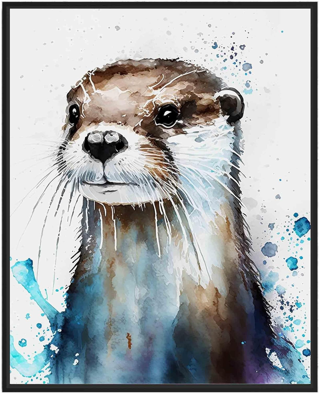 AEFER Otter Art Print Poster, Abstract Watercolor Animal Wall Art Prints, WIldlife Nature ...