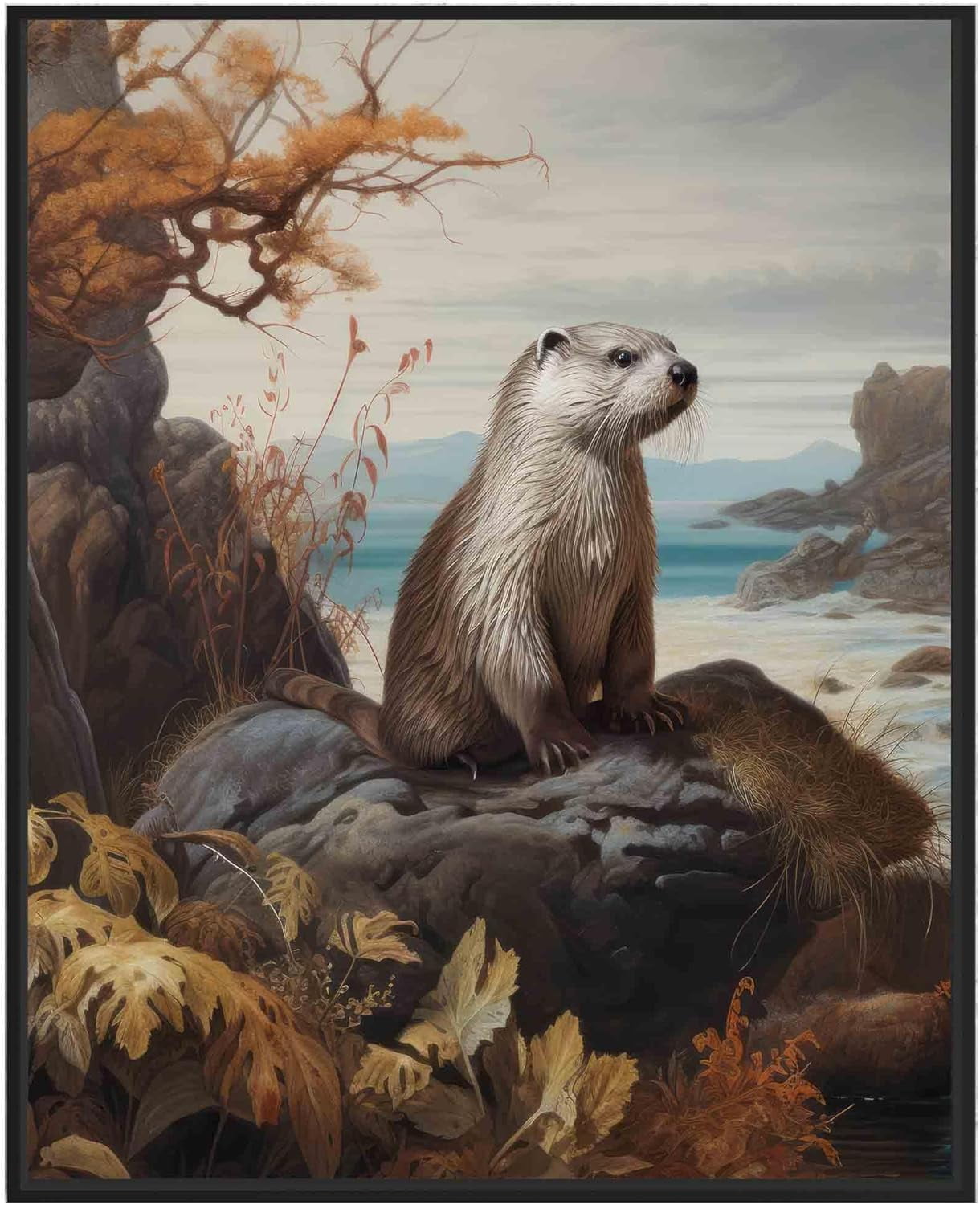AEFER Otter Vintage Poster Art Print Retro Vintage Animal Wall Art ...