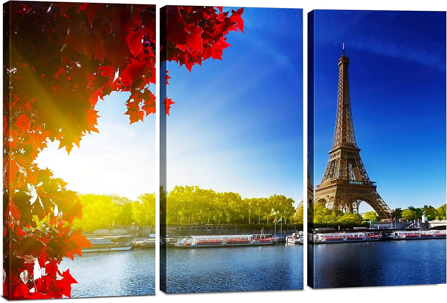 AEFER Paris Wall Art Decor - 3 Piece Set, DecorativeEiffel Tower Canvas ...