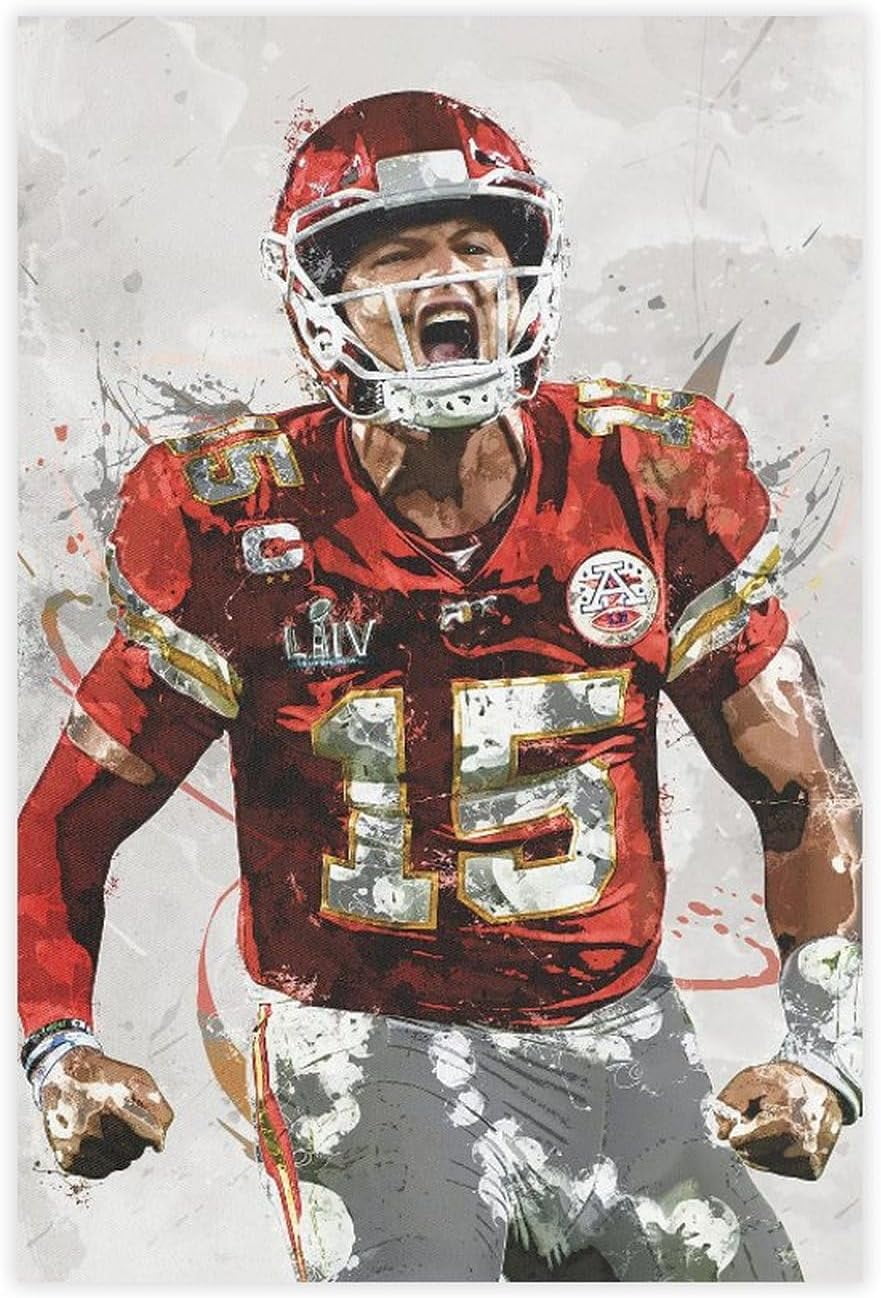AEFER Patrick Mahomes Poster Football Canvas Poster Bedroom Decor ...