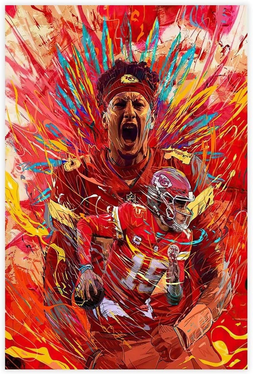 AEFER Patrick Mahomes Poster Football Canvas Wall Art Decor Print ...