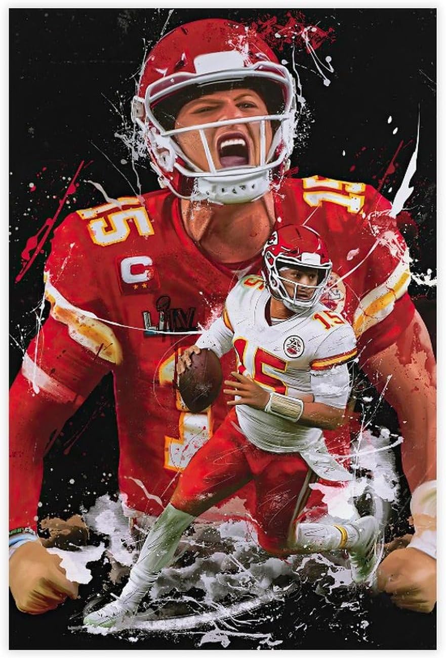 AEFER Patrick Mahomes Poster Football Picture Canvas Poster Bedroom ...