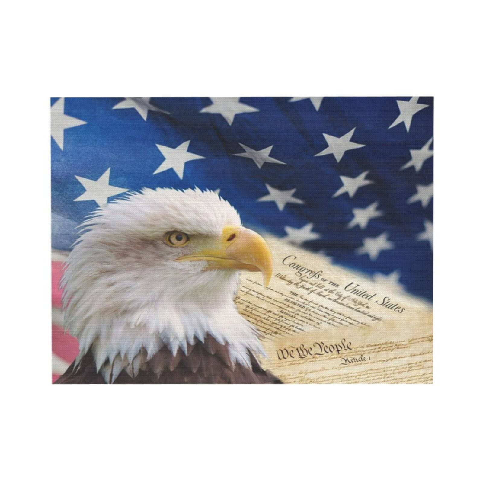 AEFER Patriotic American Flag Poster -Eagle on Constitution Wall Art ...