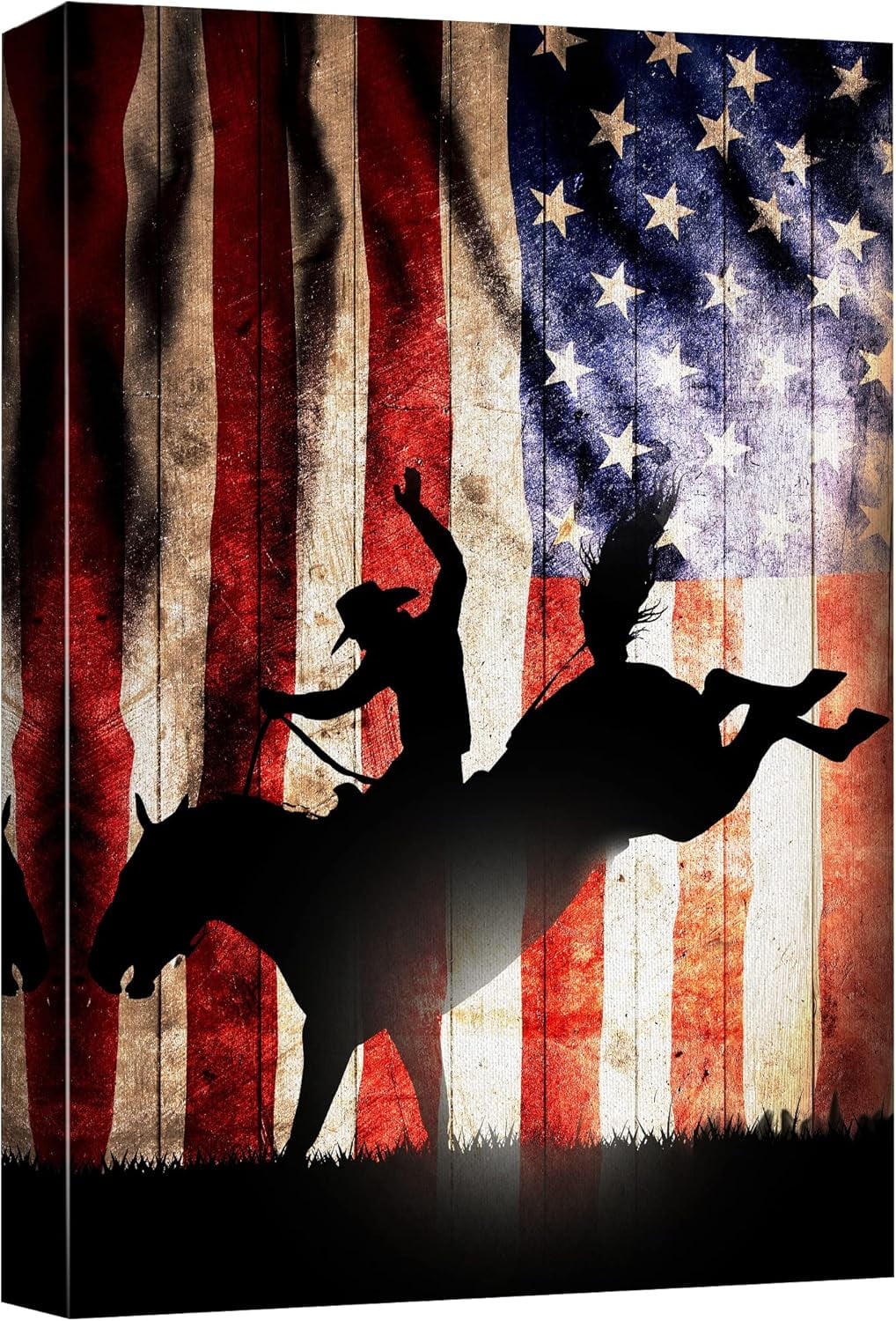 AEFER Patriotic Bucking Bronco Rider Silhoutte - Rodeo Country Western ...