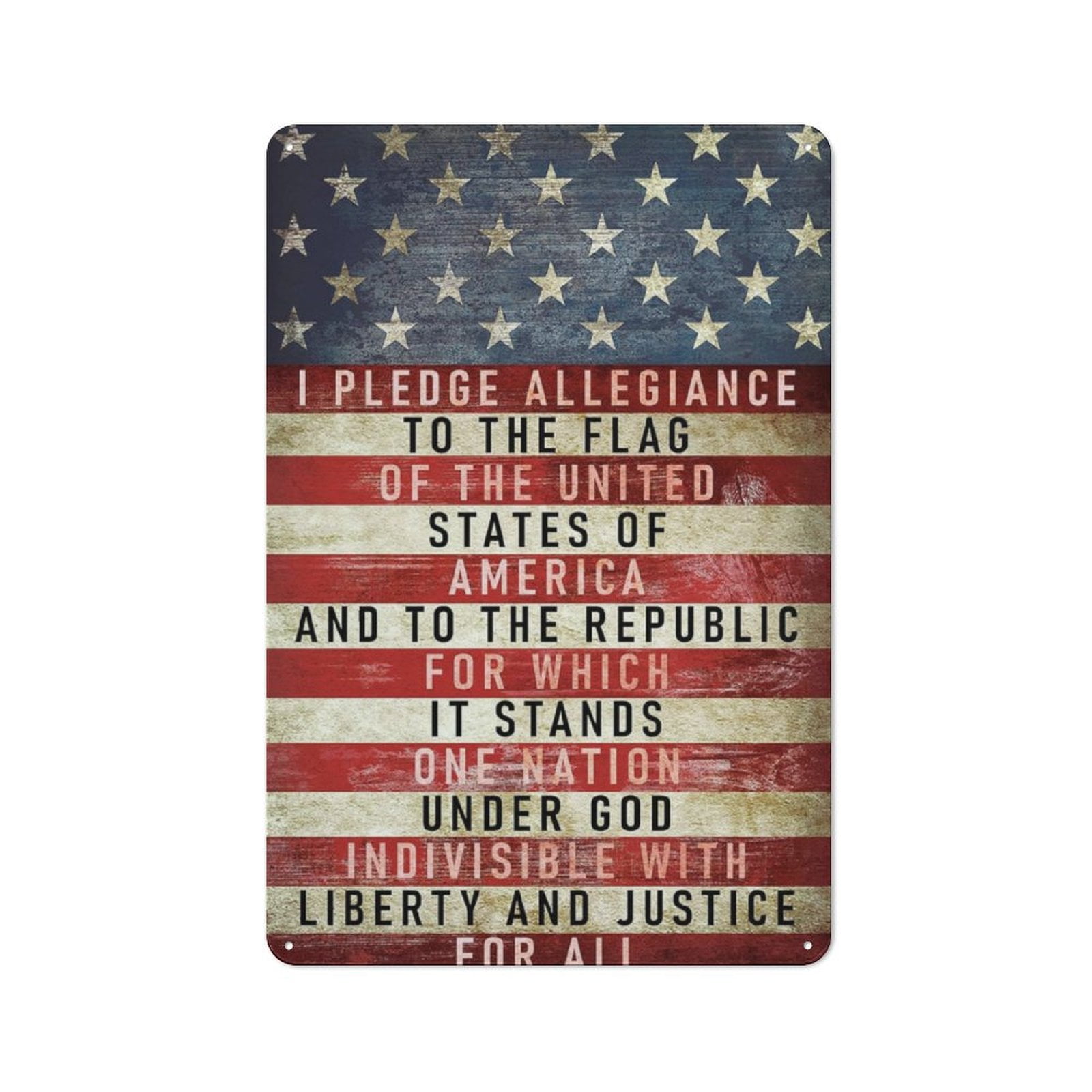 AEFER Patriotic Metal Tin Sign Vintage US Pledge of Allegiance Wall Art ...