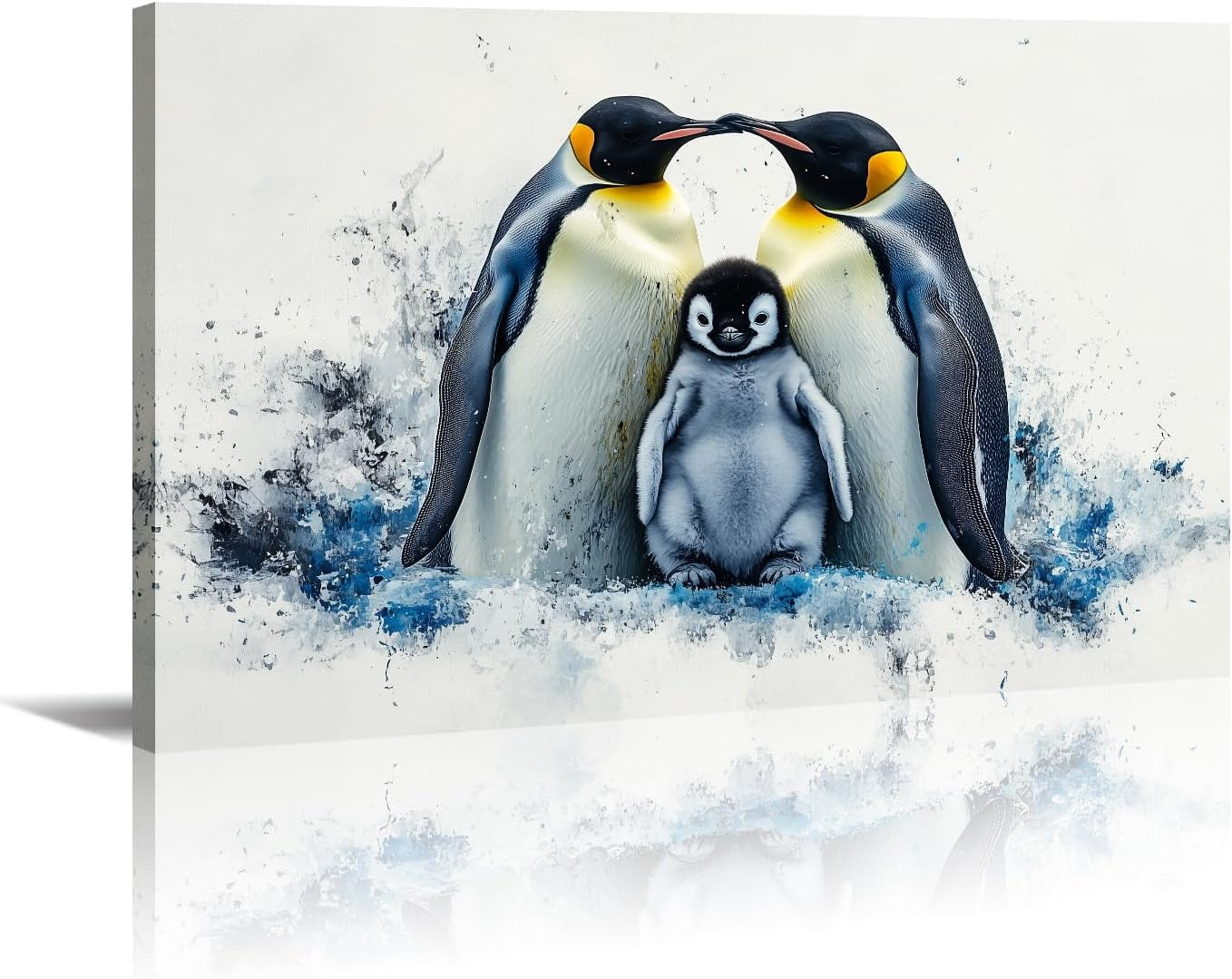 AEFER Penguin with Cub Canvas Art Lovely Penguin Family Picture Wall ...
