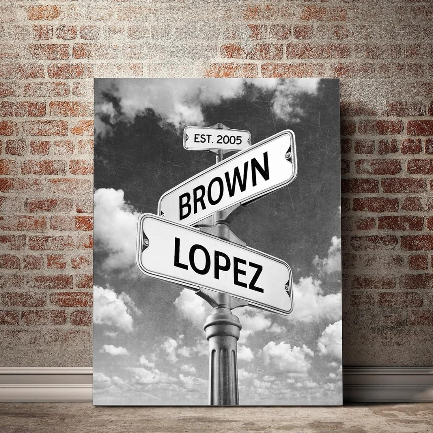 AEFER Personalized Canvas Wall Art - Lovers Crossroads Street Sign ...