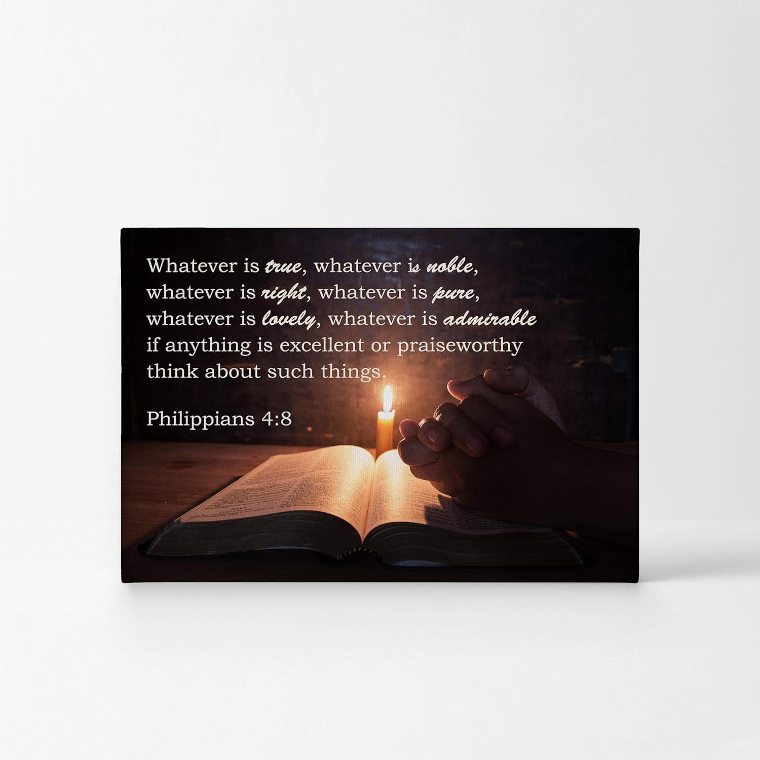 AEFER Philippians 4:8 Bible Verses Canvas Print Scripture Wall Decor ...