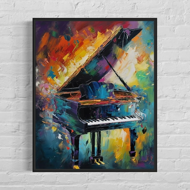 AEFER Piano Art Print Poster, Wall Art Painting Decor. Paint Splash ...