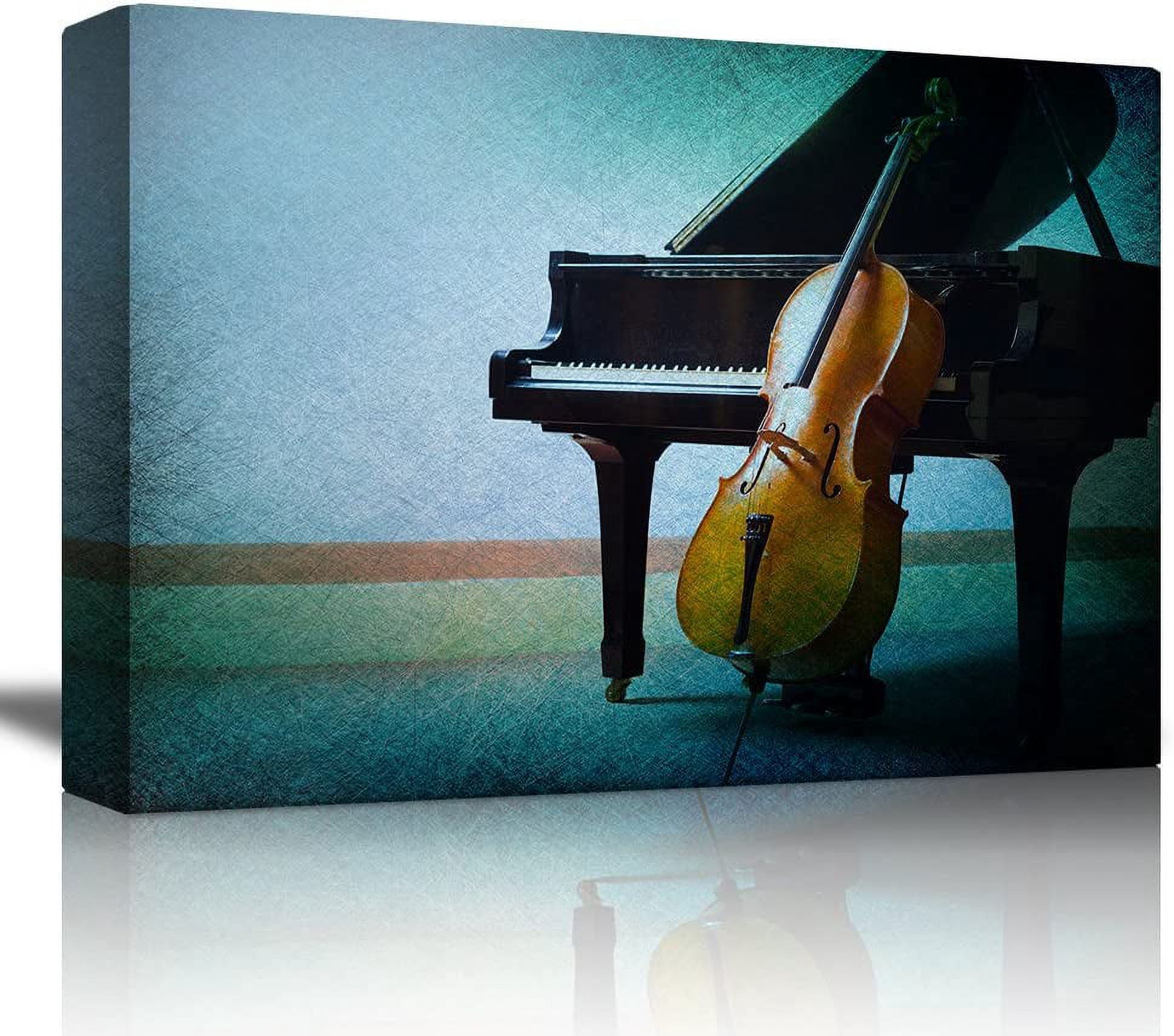 AEFER Piano and Violin with a Blue Vignette Textured Background ...