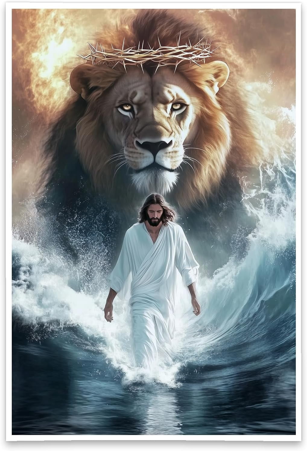 AEFER Pictures of Jesus Wall Art Christ God Wall Decor Lion of Judah ...