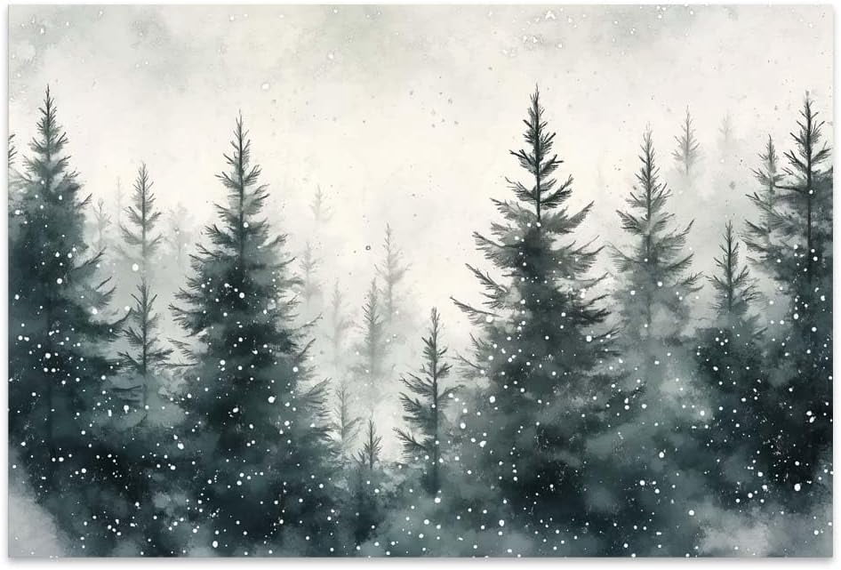 AEFER Pine Tree Wall Art, Forest Canvas Prints Winter Picture Landscape ...