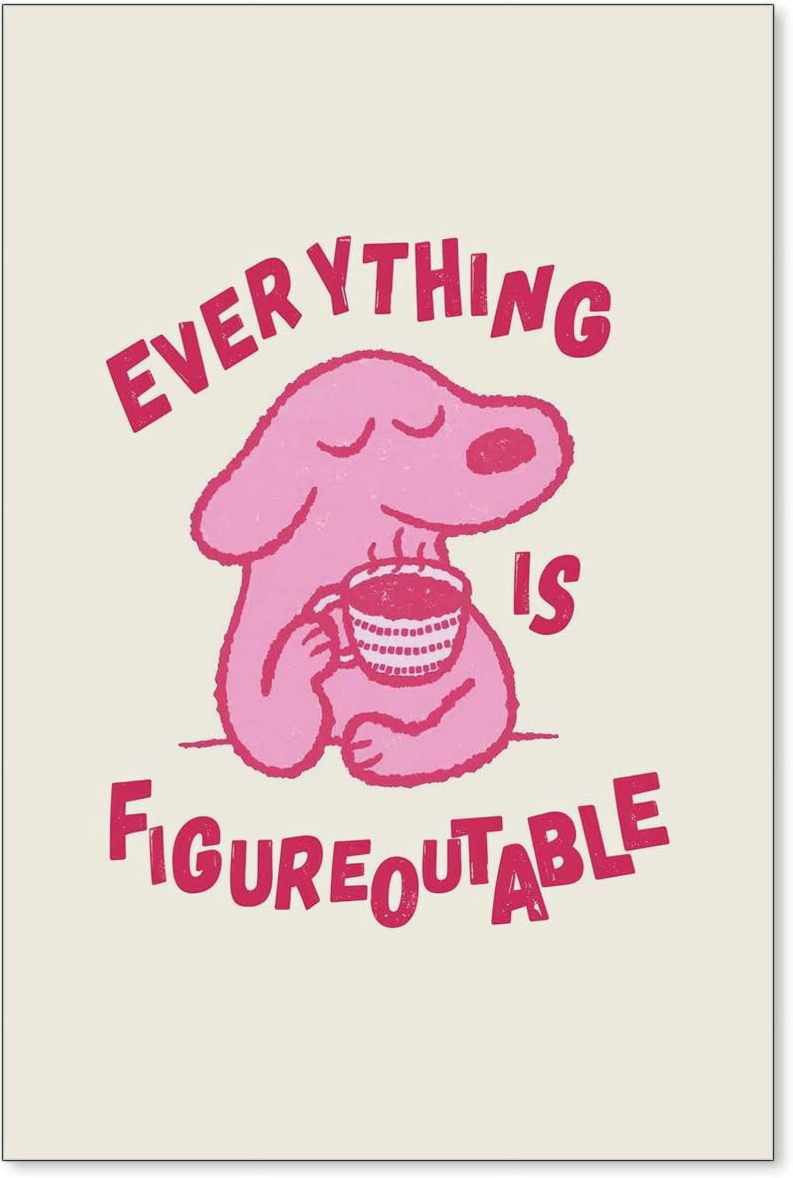 AEFER Pink Dog Positive Affirmations Quote Wall Art Motivational Cute ...