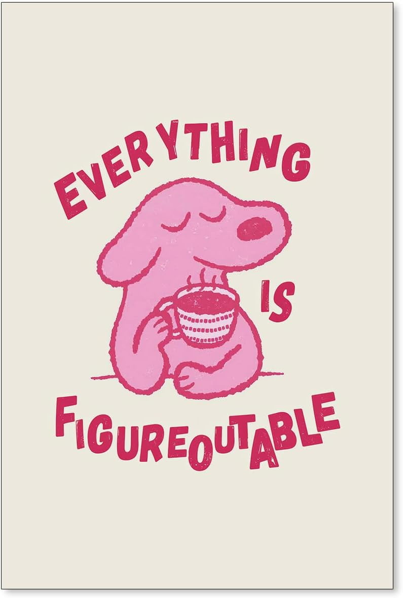 AEFER Pink Dog Positive Affirmations Quote Wall Art Motivational Cute ...