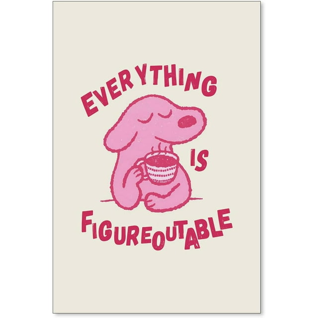 AEFER Pink Dog Positive Affirmations Quote Wall Art Motivational Cute ...