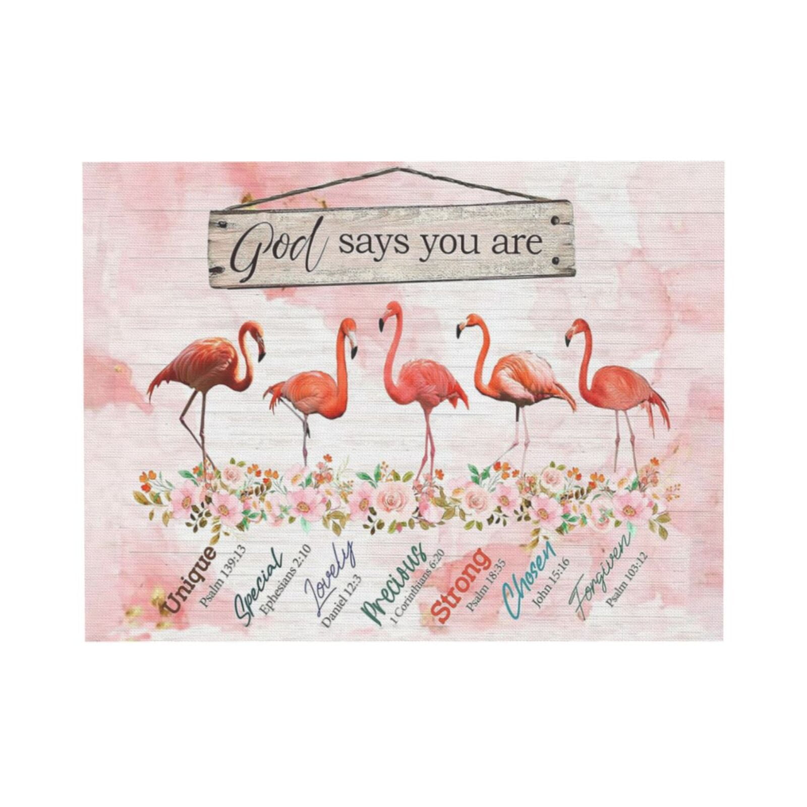 AEFER Pink Flamingo Wall Art God Says You Are Wall Decor Flower Summer ...