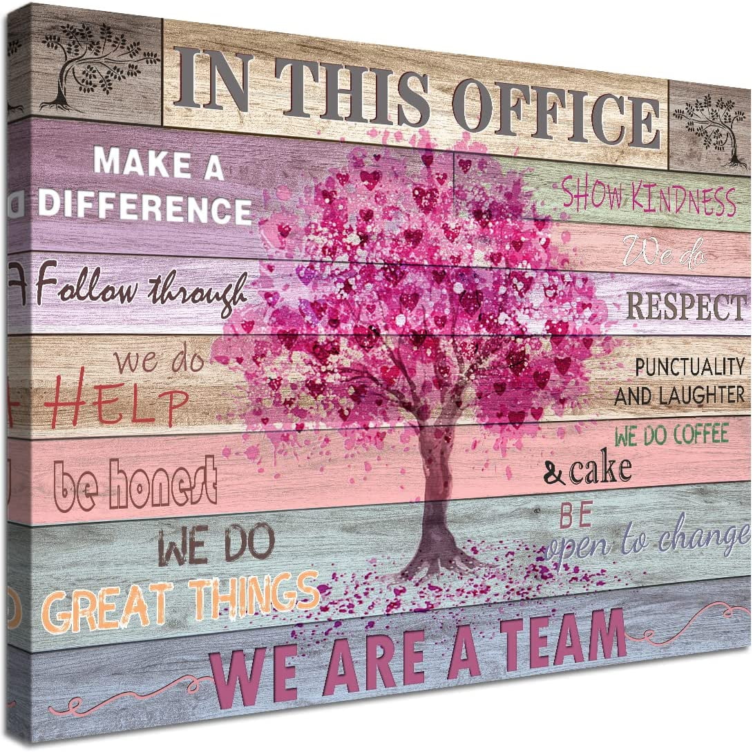 AEFER Pink Inspirational Wall Art for Office Women Motivational Quotes ...