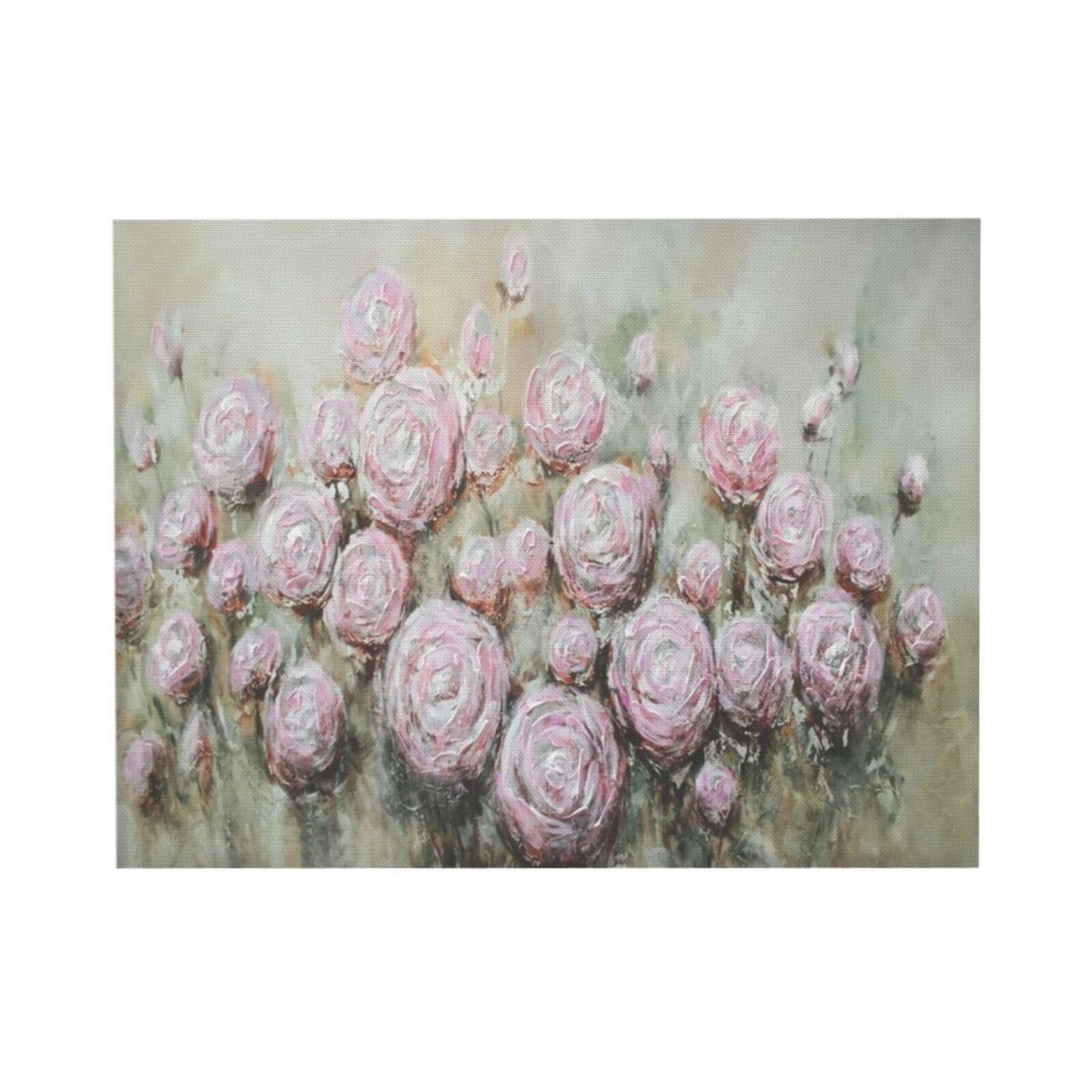 AEFER Pink Rose Wall Art Flower Canvas Painting 3D Textured Floral ...