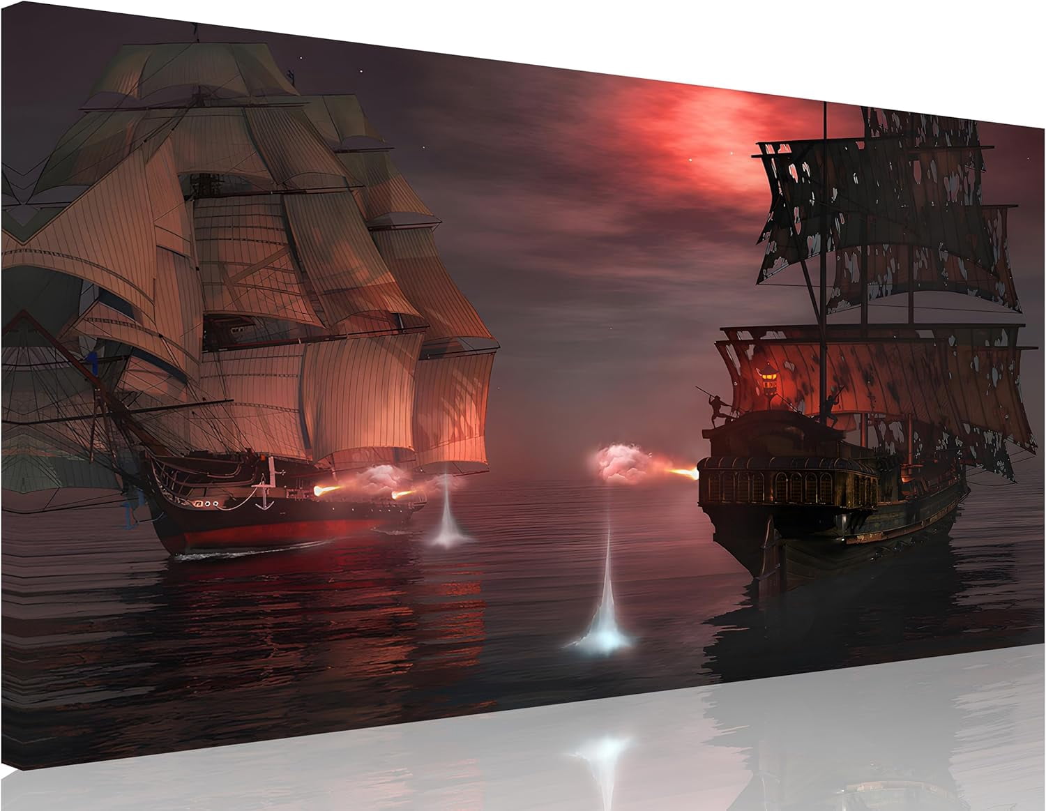 AEFER Pirate Ship Wall Art - Canvas - Sailboat Seascape Pictures for ...